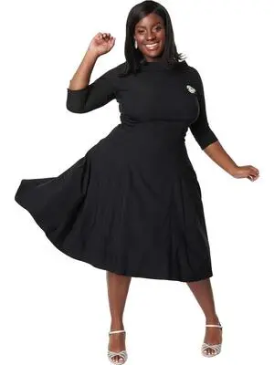 Unique Vintage Nicola Swing Dress - Black Accent