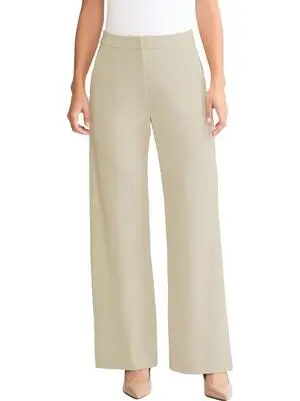 Misook Wide Leg Stretch Ponte Pants - Biscotti