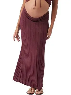 RIPE MATERNITY Rib Knit Maternity Skirt - Maroon
