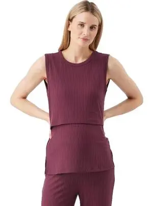 RIPE MATERNITY Peter Rib Nursing Tank - Maroon