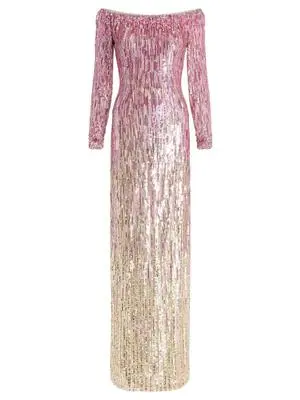 Jenny Packham Marnie Sequin Maxi Gown - Sand Fossil