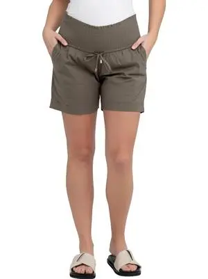 RIPE MATERNITY Philly Cotton Maternity Shorts - Moss