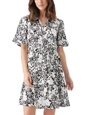 RIPE MATERNITY Nahla Linen Blend Dress - Black/white