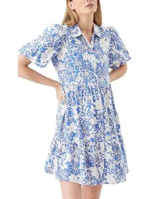 RIPE MATERNITY Nahla Linen Blend Dress - Royal/white