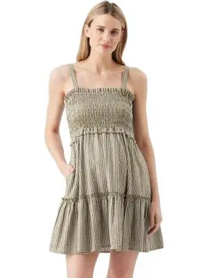 RIPE MATERNITY Gabby Tiered Dress - Khaki/white