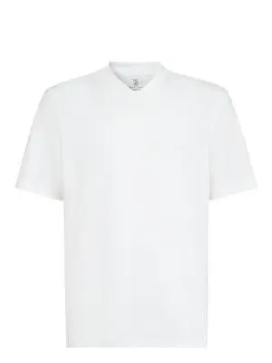 Brunello Cucinelli Cotton Jersey V-neck T-shirt - White
