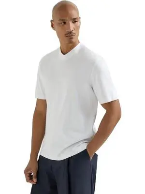 Brunello Cucinelli Cotton Jersey V-neck T-shirt - White