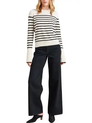 LA LIGNE Lean Lines Striped Cashmere Sweater - Cream/black