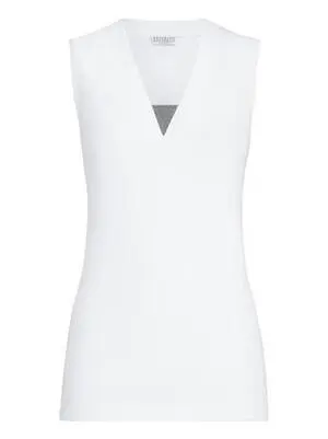 Brunello Cucinelli Ribbed Jersey Top - White