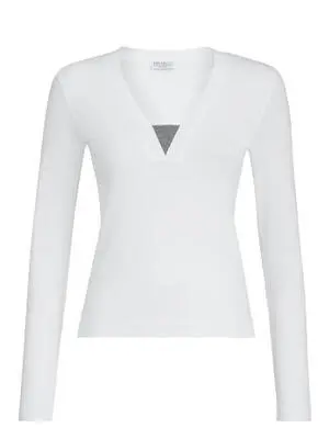 Brunello Cucinelli Ribbed Jersey T-shirt - White