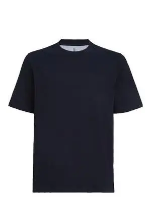 Brunello Cucinelli Cotton Jersey Crew Neck T-shirt - Navy Blue