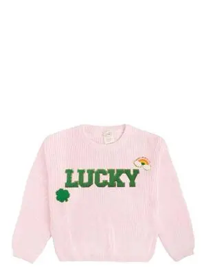 SWEET WINK Lucky Patch St. Patrick's Day Knit Sweater - Pink