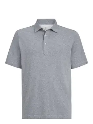 Brunello Cucinelli Polo With Shirt Collar - Medium Grey