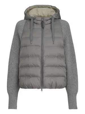 Brunello Cucinelli Nylon Hooded Down Jacket - Grey