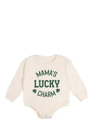 SWEET WINK Mama's Lucky Charm St. Patrick's Day Romper - Natural