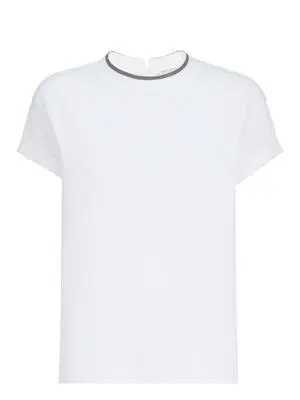 Brunello Cucinelli T-shirt With Monili Decoration - White