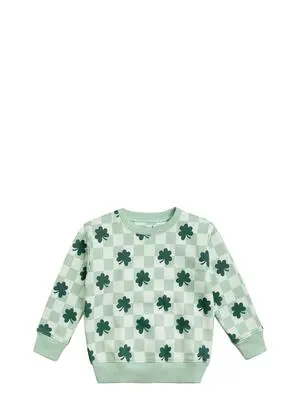 SWEET WINK Checkered Shamrock Sweatshirt - Sage
