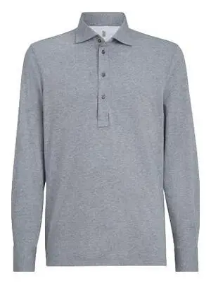 Brunello Cucinelli Polo With Shirt Collar - Medium Grey