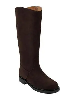 NEW AMENDMENT Bergen Riding Boot In Smooth Calf Leather - Mocha Brown Suede