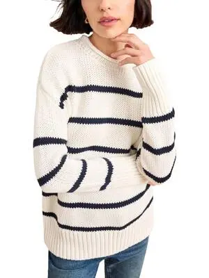 LA LIGNE Marina Striped Cotton Sweater - Cream/navy