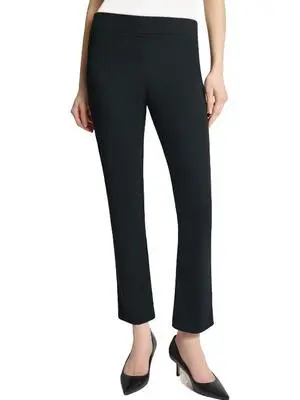 Ming Wang Stretch Deco Crepe Straight Leg Pants - Black