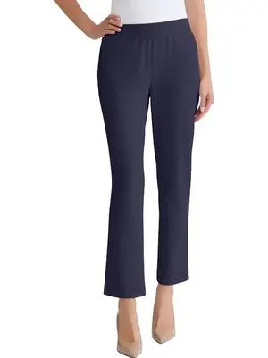 Ming Wang Stretch Deco Crepe Straight-leg Pants - Indigo