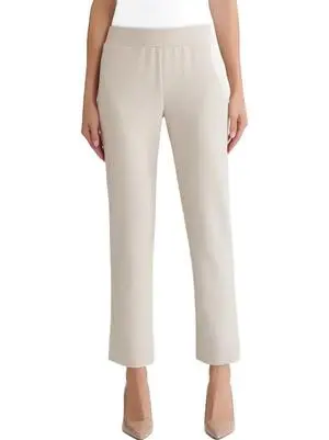 Ming Wang Stretch Deco Crepe Straight-leg Pants - Limestone