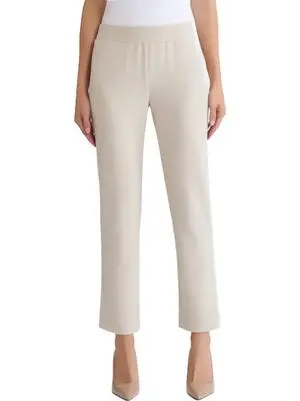 Ming Wang Ming Wang Stretch Deco Crepe Straight Leg Ankle Length Pants Limestone