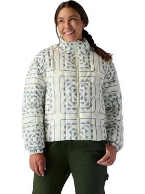 STOIC Printed Quilted Puffer Jacket Ivory/navy Snowflake Print