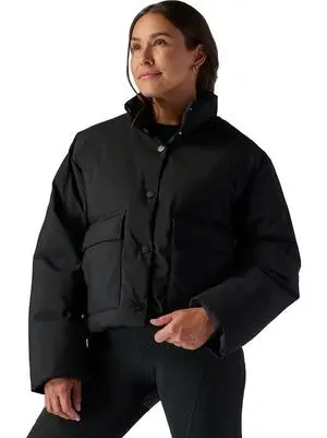 STOIC Cropped Boxy Snap Front Puffer Black