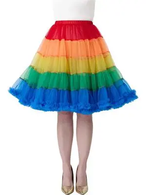 Unique Vintage Stripe Ruffled Petticoat Crinoline - Rainbow