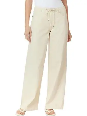 Habitual Lia Drawstring Wide Leg Jeans - Stone