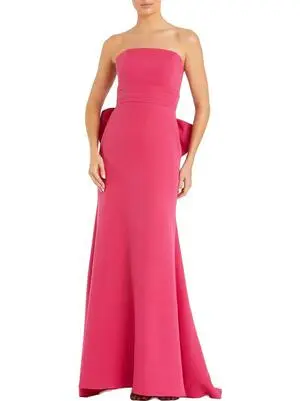 Mac Duggal Strapless Statement Bow Gown - Hot Pink