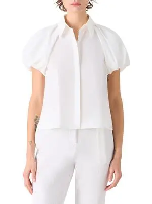 Akris Tech Poplin Button-up Shirt - Cream