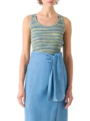 Akris Space Dye Merino Wool Sweater Tank - Sky Blue-multi