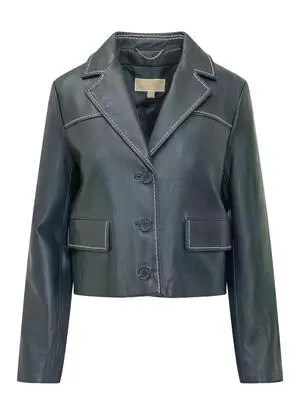 Michael Kors Lamb Leather Blazer - Blue