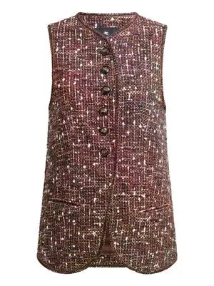 Etro Tweed Buttoned Waistcoat - Red