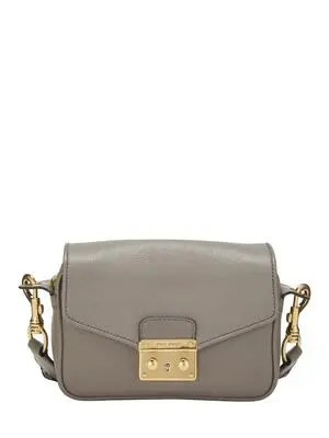 Miu Miu Leather Buckle Crossbody Bag - Grey