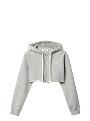 Miu Miu Cropped Hoodie Jacket - Grey