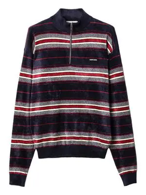 Miu Miu Half-zipper Chenille Sweater - Navy
