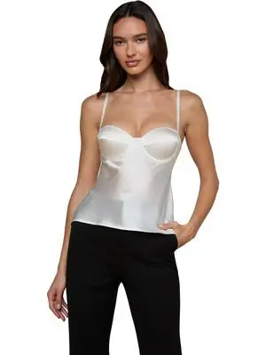 L'Agence Orlina Silk Camisole - White