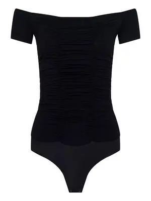 L'Agence Baliegh Ruched Bodysuit - Black