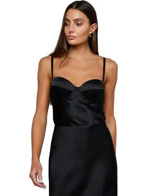 L'Agence Orlina Silk Camisole - Black