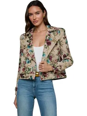 L'Agence Xoey Cropped Trench Coat - Multi Floral Tapestry