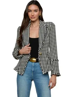 L'Agence Kaisley Tweed Blazer - Black/ivory Diamond Tweed