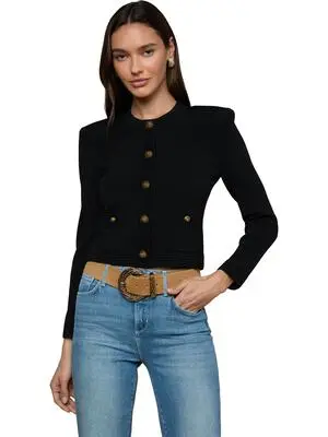 L'Agence Patsy Cropped Cardigan - Black/gold
