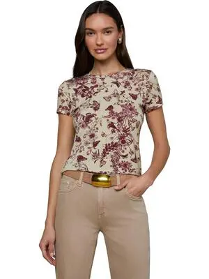 L'Agence Ressi Fitted T-Shirt Tan/truffle Butterfly Toile