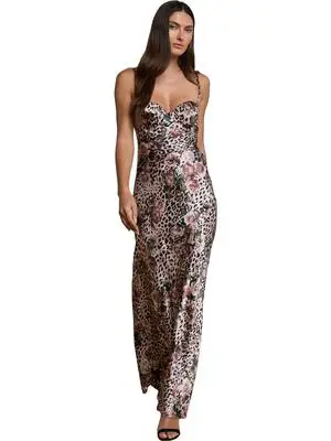 L'Agence Sayla Silk Gown - Multi Large Rose Cheetah