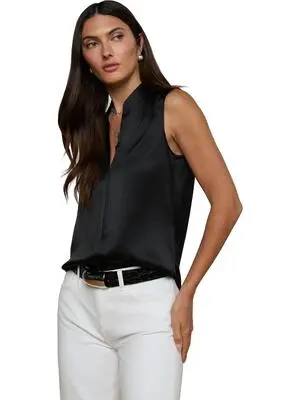 L'Agence Phoebe Silk Sleeveless Top - Black