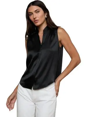 L'AGENCE Phoebe Silk Sleeveless Top Black